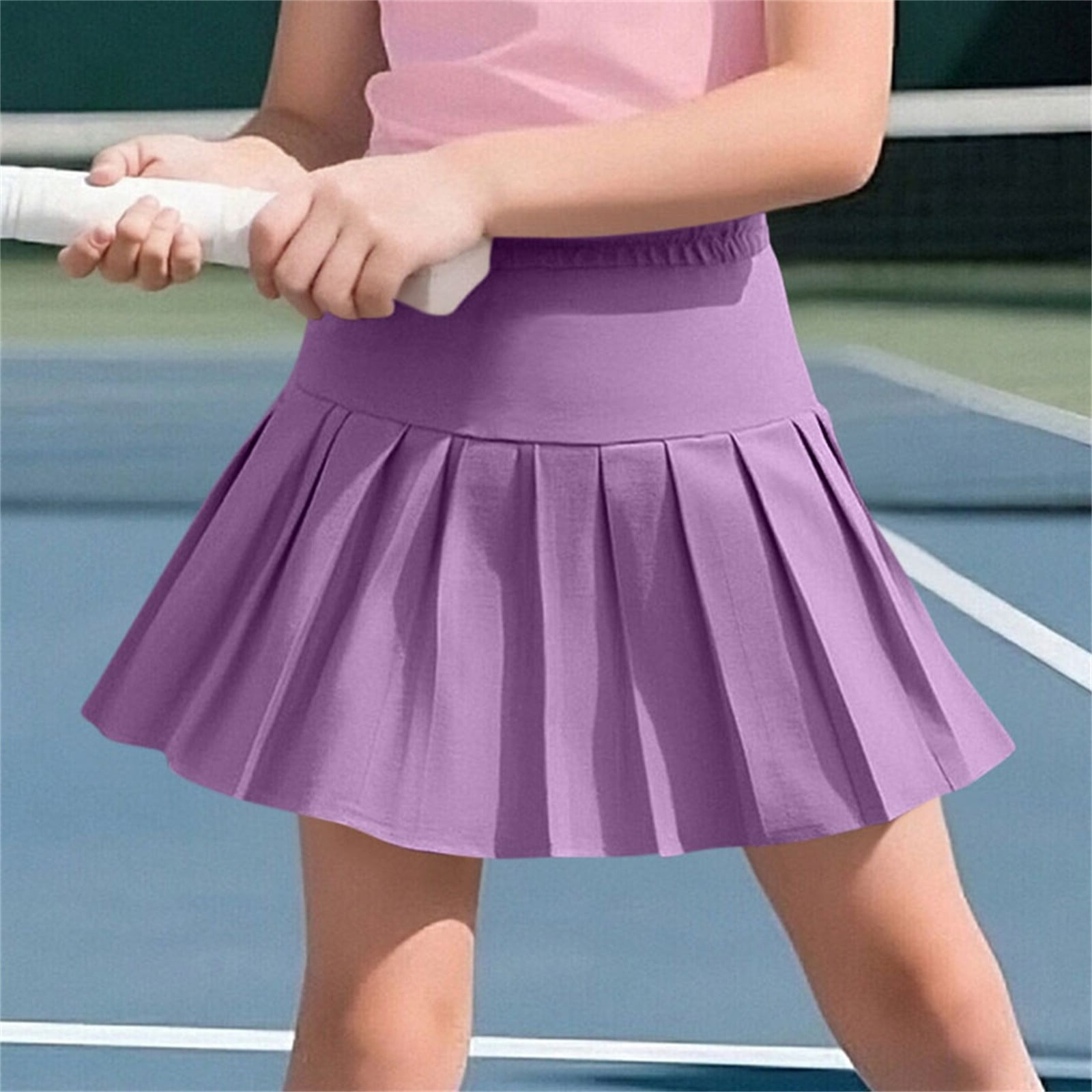 Cethrio Girls Pleated Skirts, Cotton Summer School Uniform Elastic ...