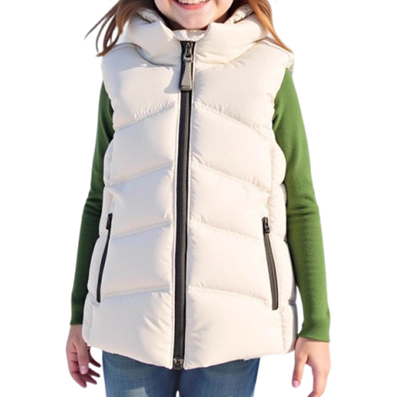 Cethrio Girls Puffer Vest, Sleeveless Hooded Windproof Thermal Winter ...