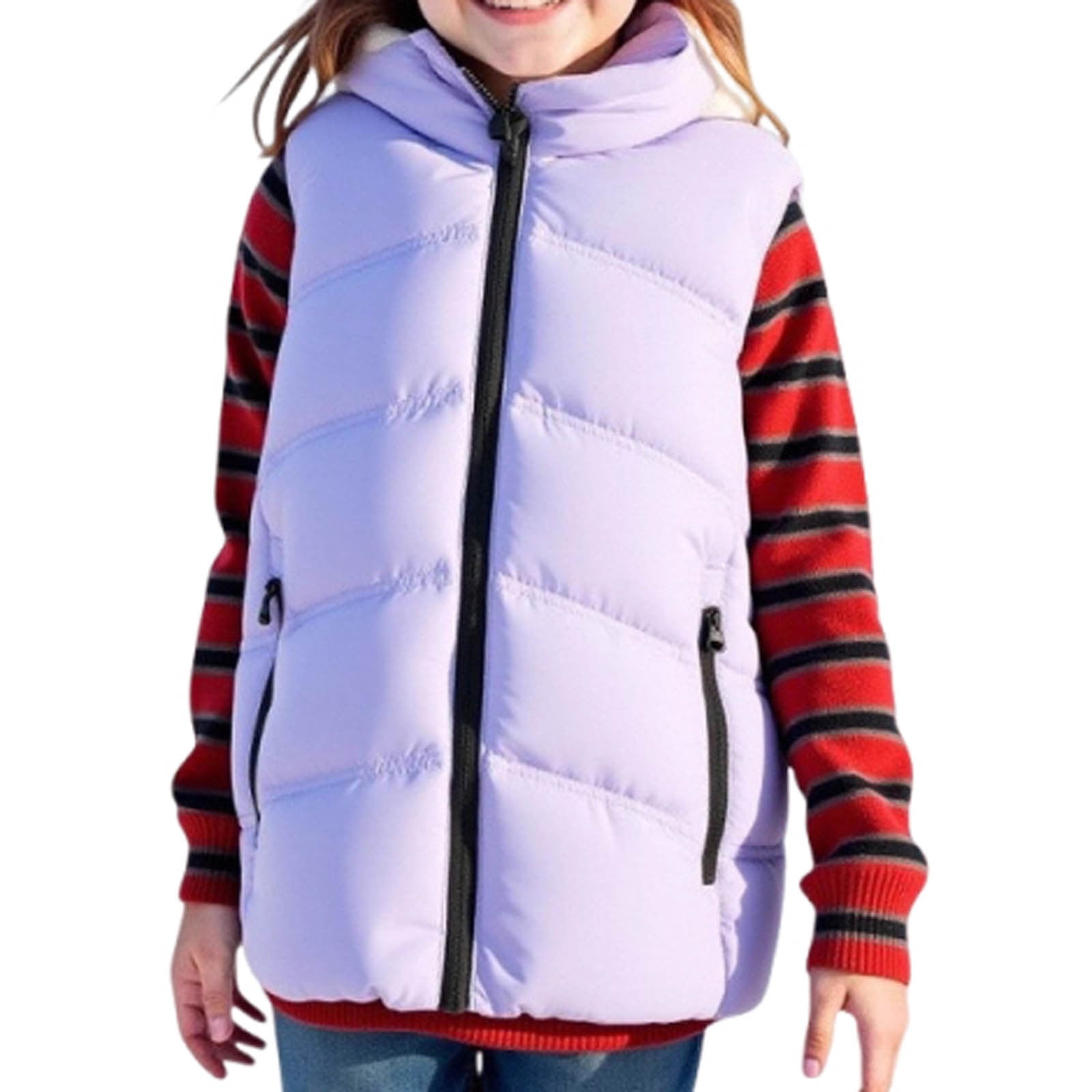 Cethrio Girls Puffer Vest, Windproof Sleeveless Hooded Thermal Winter ...
