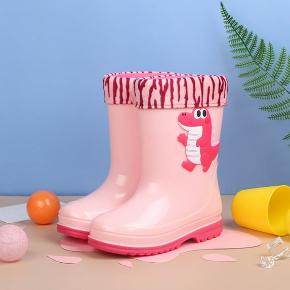 Cethrio Girls Rain Boots, Non-slip Waterproof Outdoor Warm Winter Boots ...