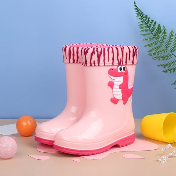 Cethrio Girls Rain Boots, Warm Outdoor Waterproof Non-slip Winter Boots ...