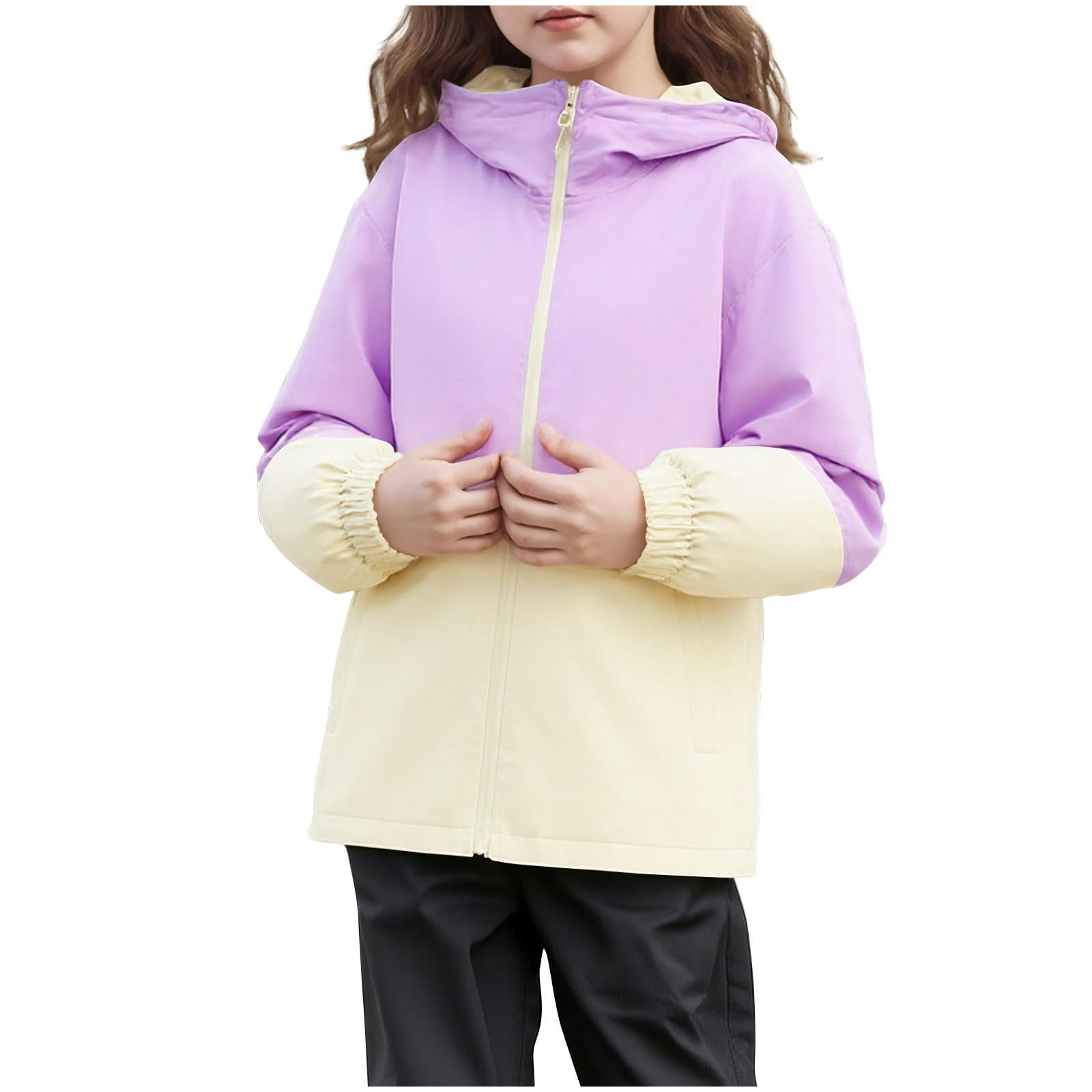 Cethrio Girls Rain Jackets, Lightweight Casual Waterproof Zip up Girls ...