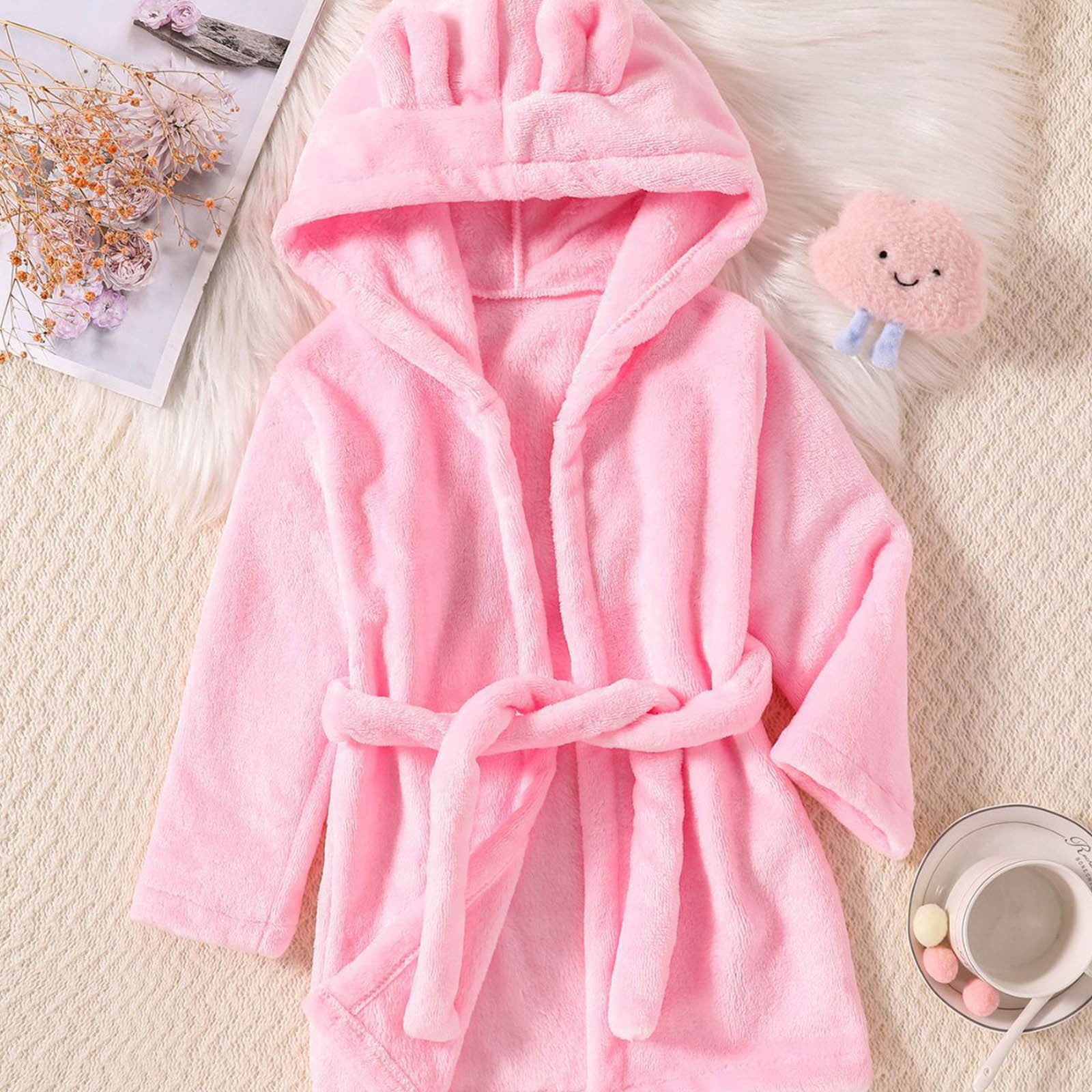 Cethrio Girls Sleepwear Robes & Bathrobes, Hooded Long Sleeve Flannel ...