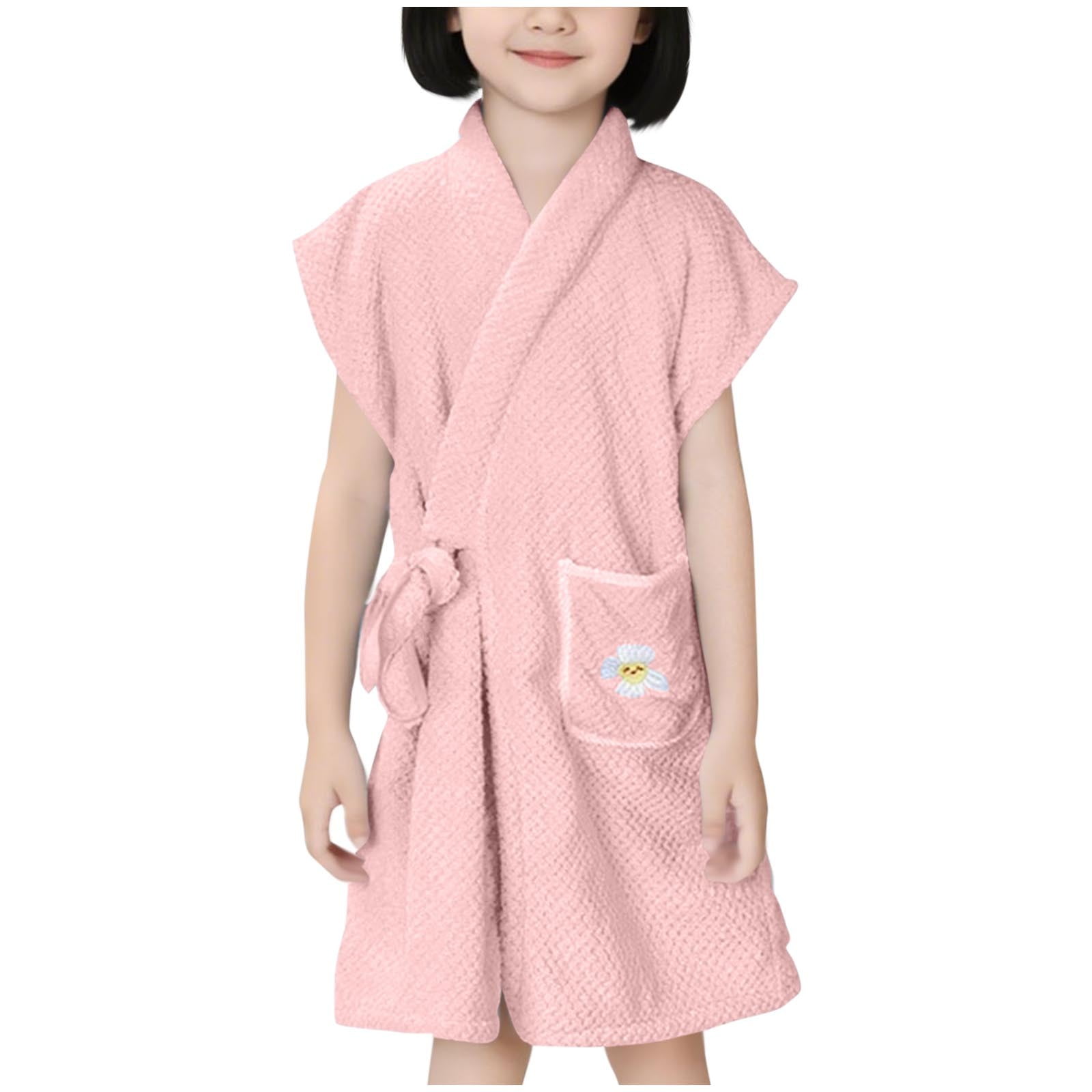Cethrio Girls Sleepwear Robes, Flannel Soft Warm Short Sleeve Girls ...