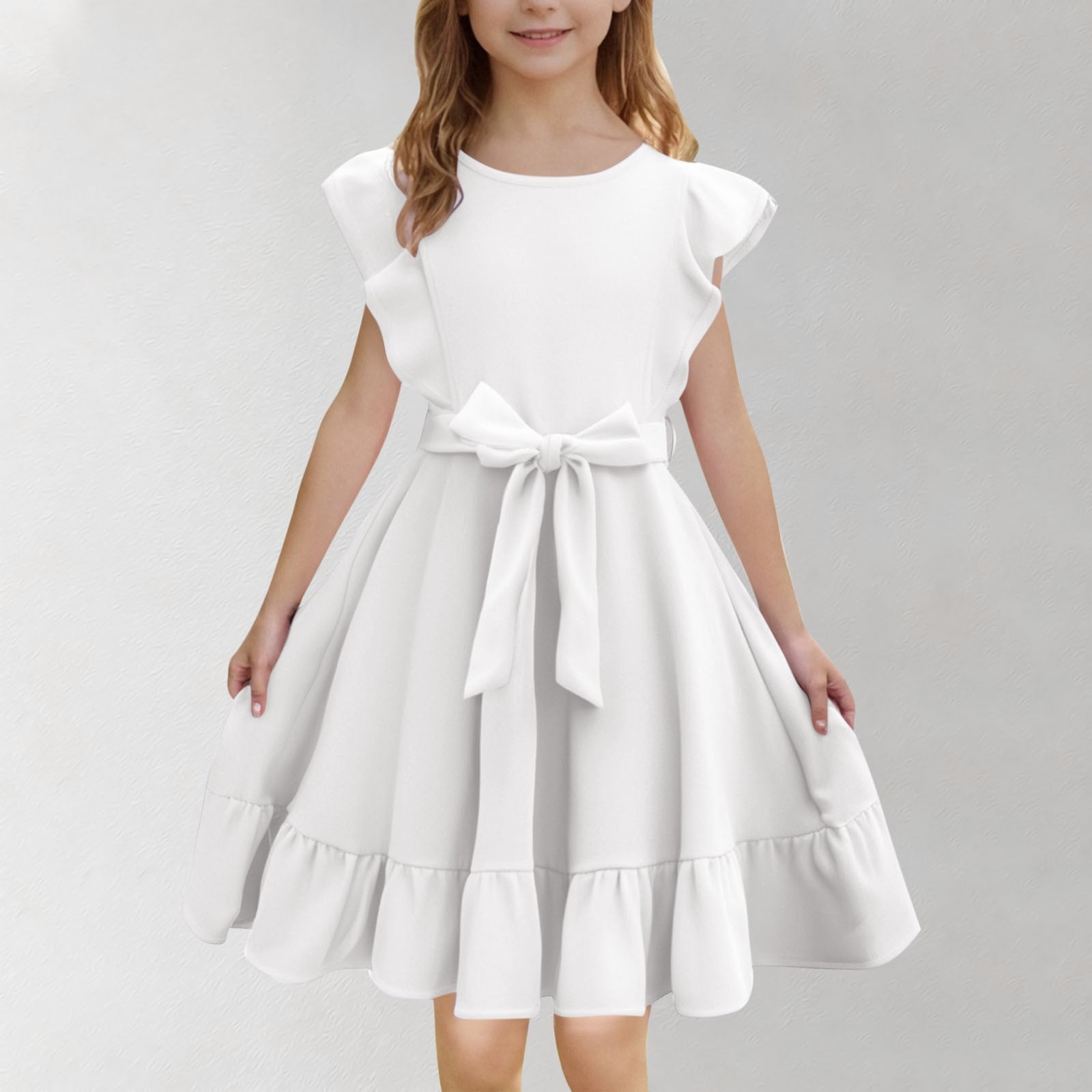 Cethrio Girls Summer Dresses, Birthday Flutter Sleeve Pleated Casual ...