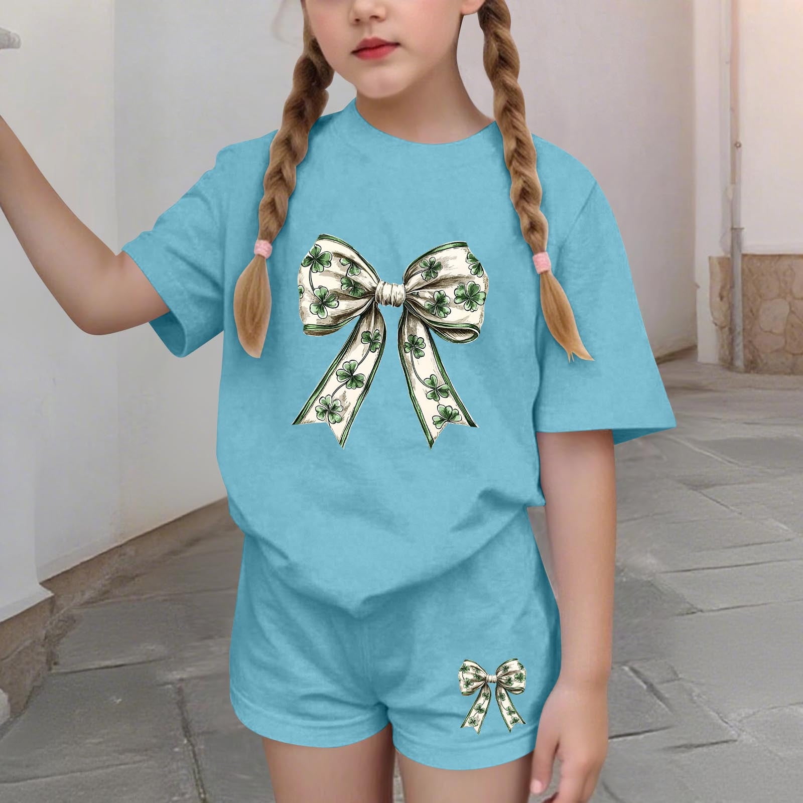 Cethrio Girls Summer Outfit Sets, Casual Short Sleeve 2 Piece Graphic ...