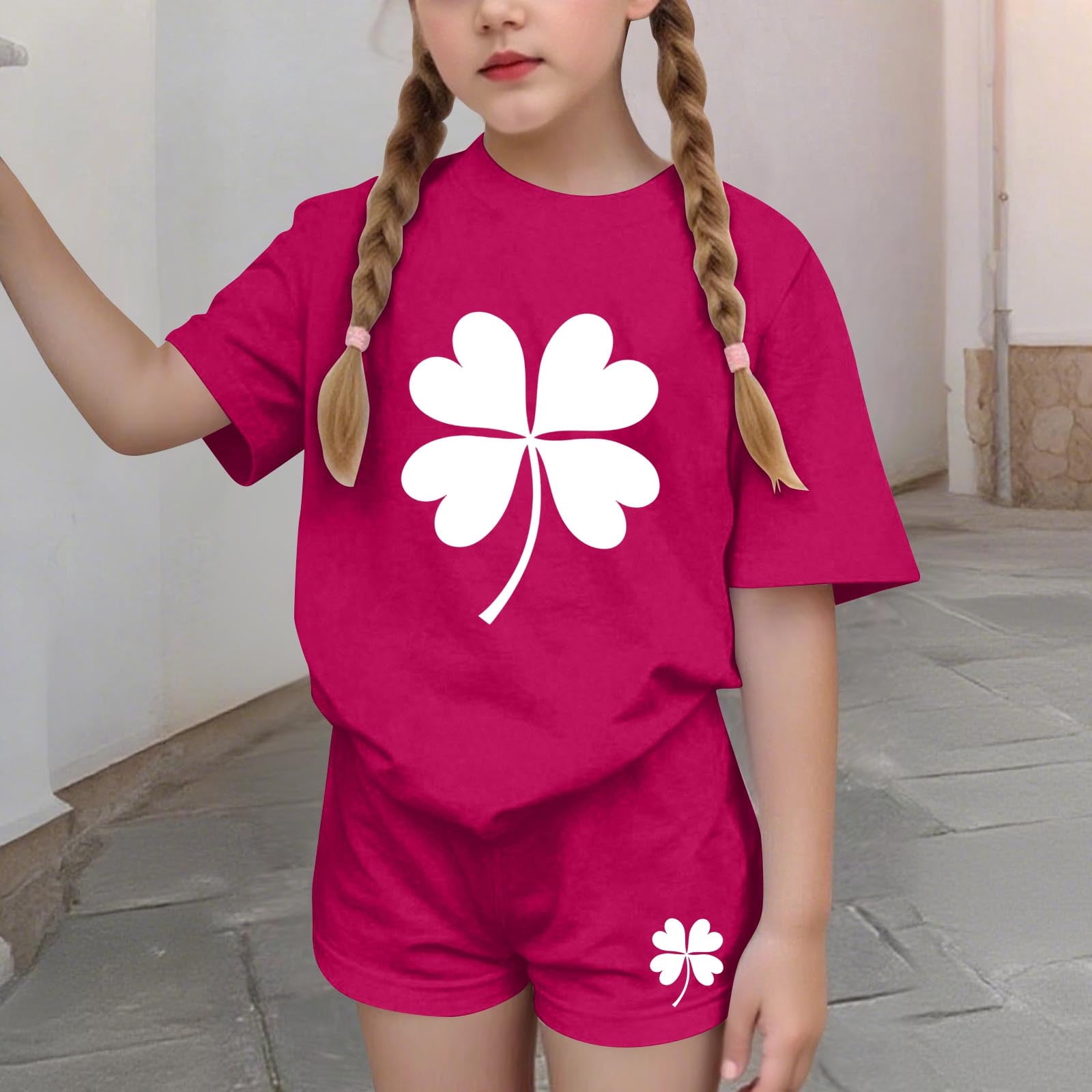 Cethrio Girls Summer Outfit Sets, Graphic Short Sleeve 2 PC Casual ...