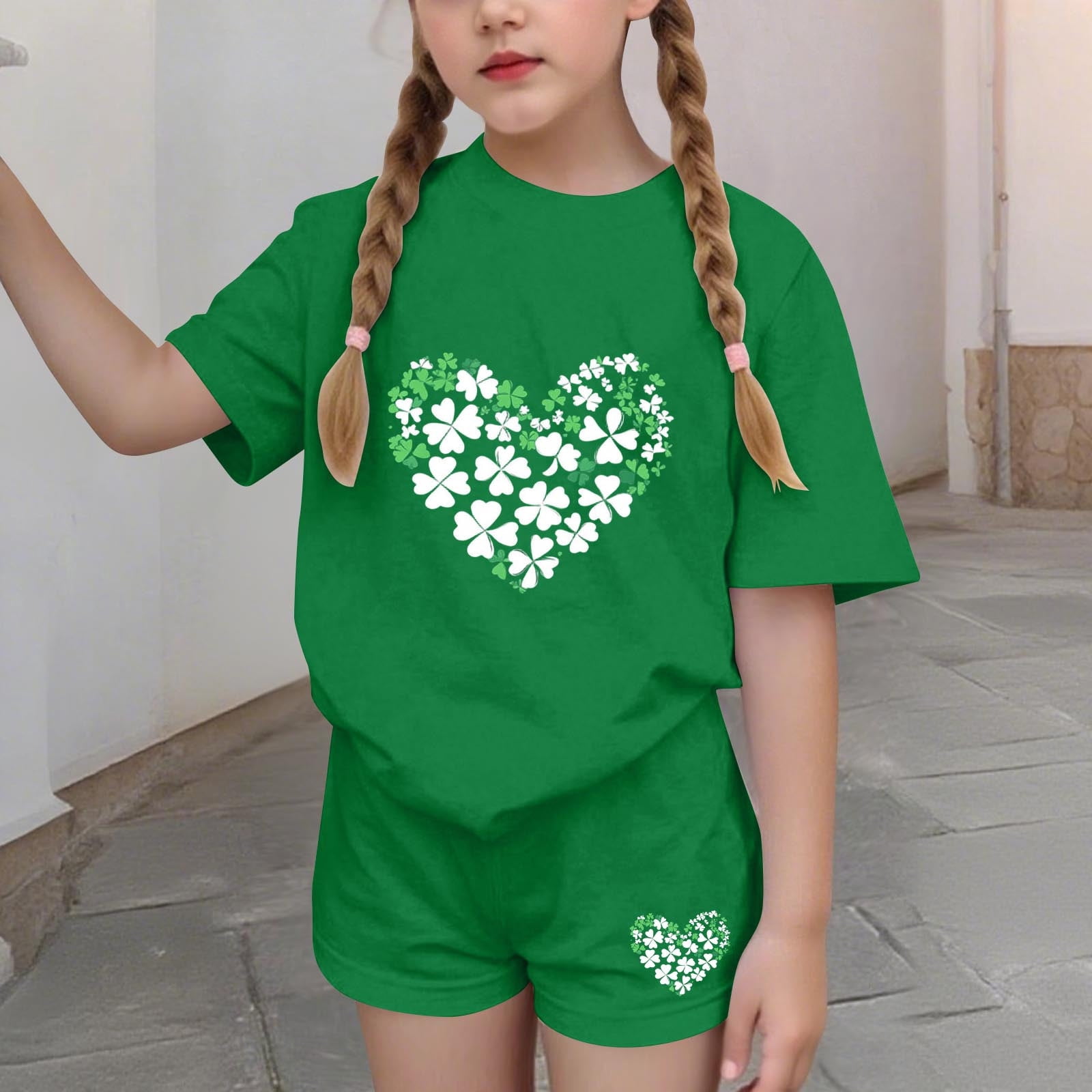 Cethrio Girls Summer Outfit Sets, Short Sleeve 2 PC Printed St. Patrick ...