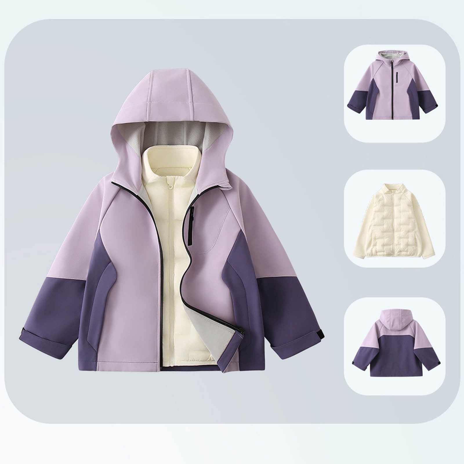 Cethrio Girls Waterproof Jackets, Outdoor Zip up Hooded Warm Winter ...