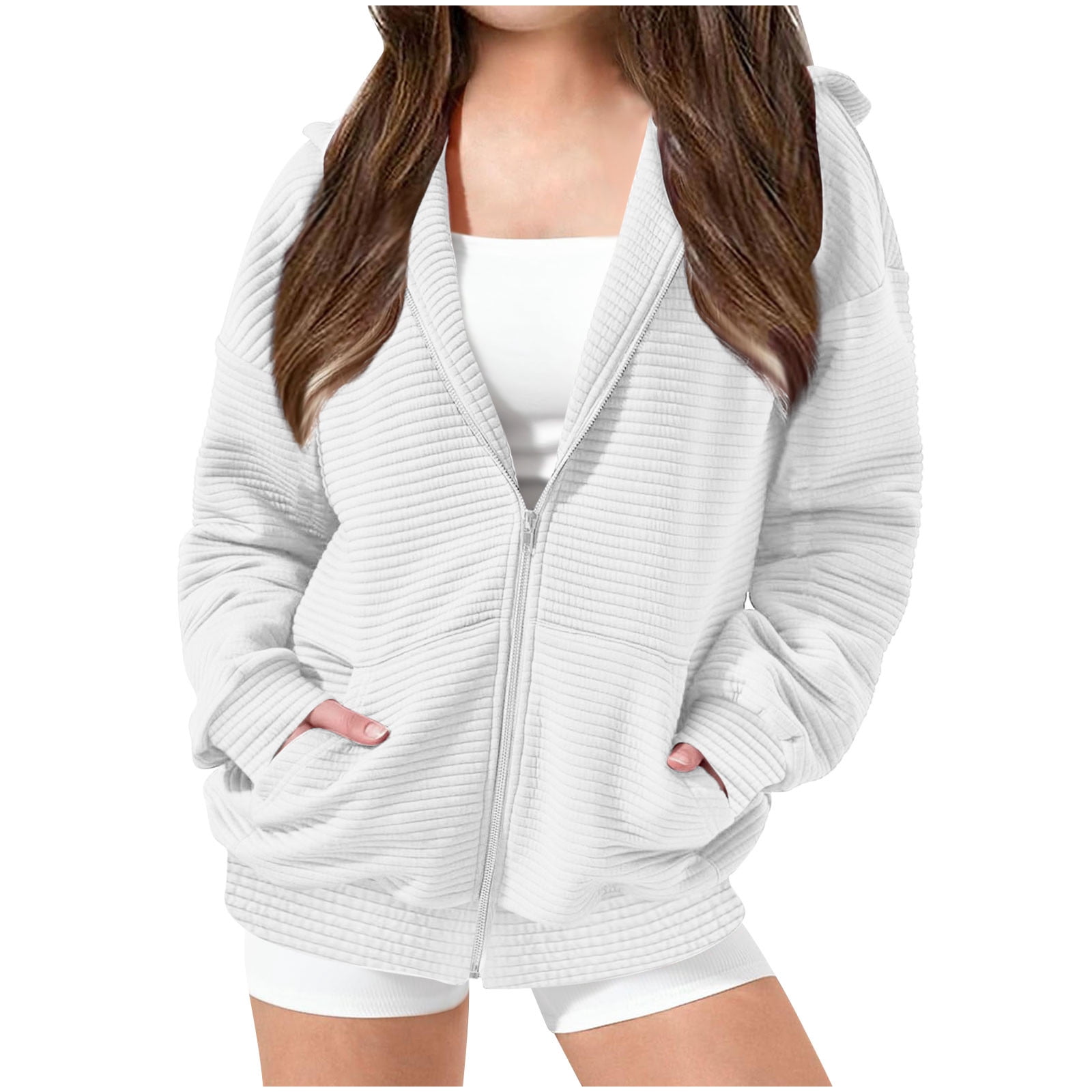 Cethrio Girls Zip up Hoodies, Casual Loose Fit Fall Long Sleeve Girls ...