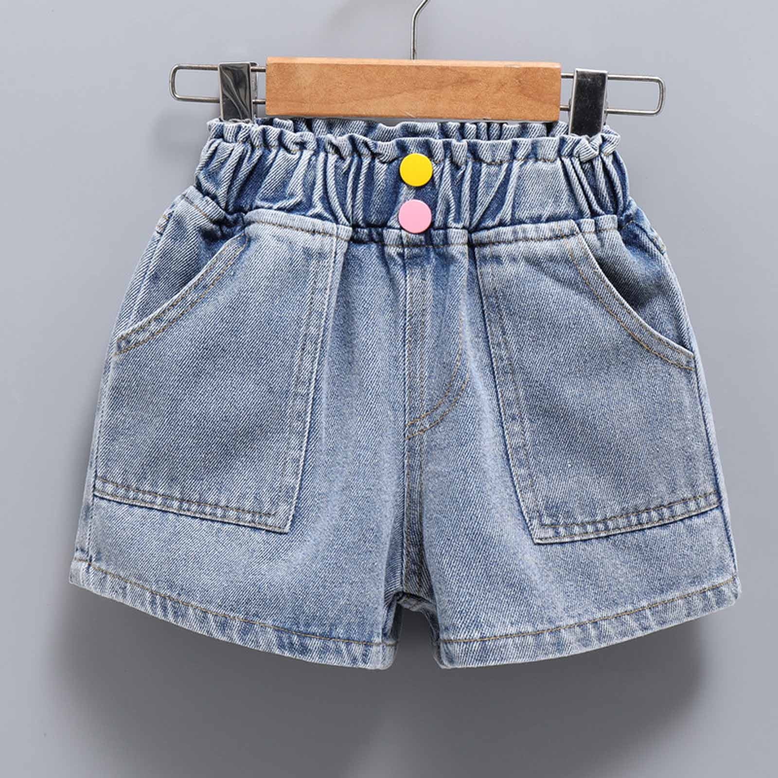 Cethrio Jeans Shorts- Elastic Lightweight Cotton Casual Girls Shorts ...