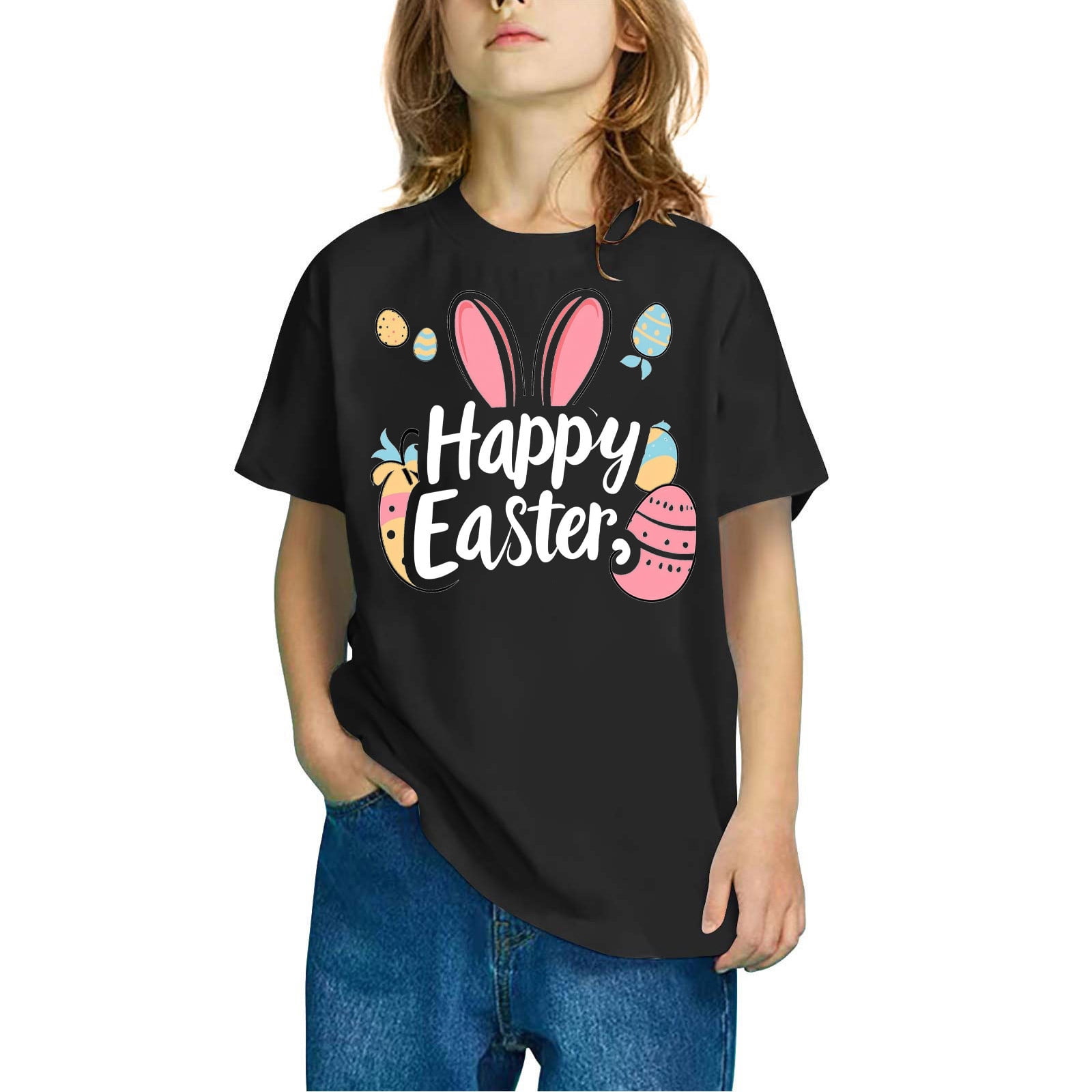 Cethrio Kids Girls Boys Easter Shirts, Cotton Short Sleeve Graphic ...