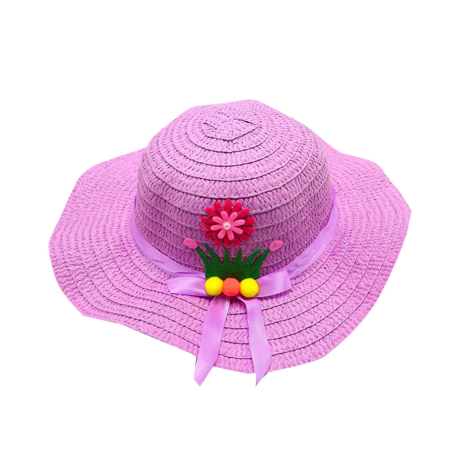 Cethrio Kids Girls Fedora Hats, 2025 Summer Wide Brim Straw Hats Sun ...