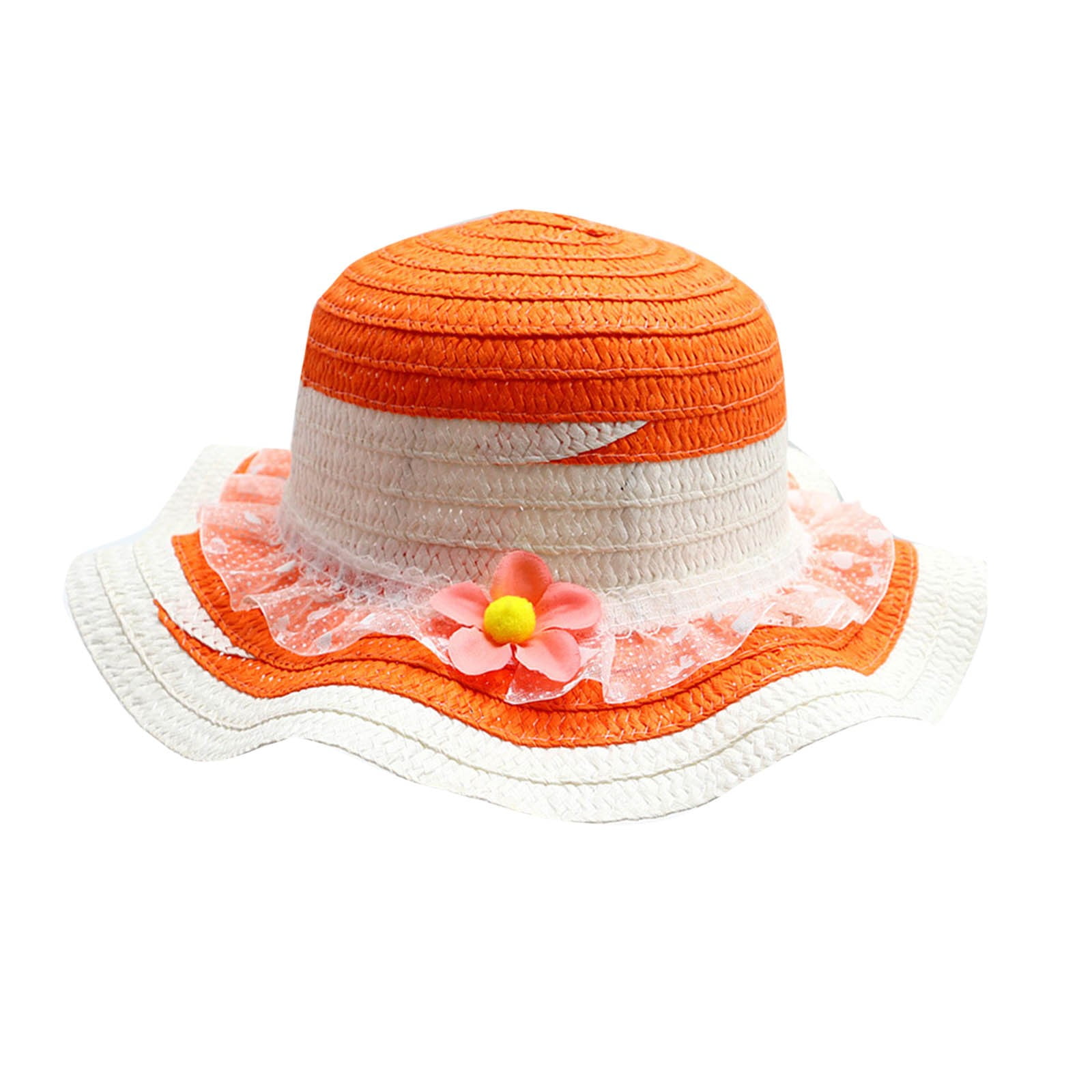 Cethrio Kids Girls Fedora Hats, Summer Wide Brim Holiday Straw Hats Sun ...