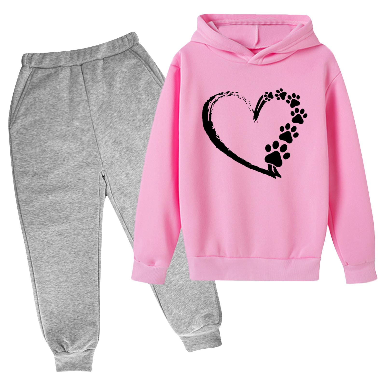 Cethrio Kids Girls Hoodies and Sweatpants Set, Printed 2-Piece Casual ...