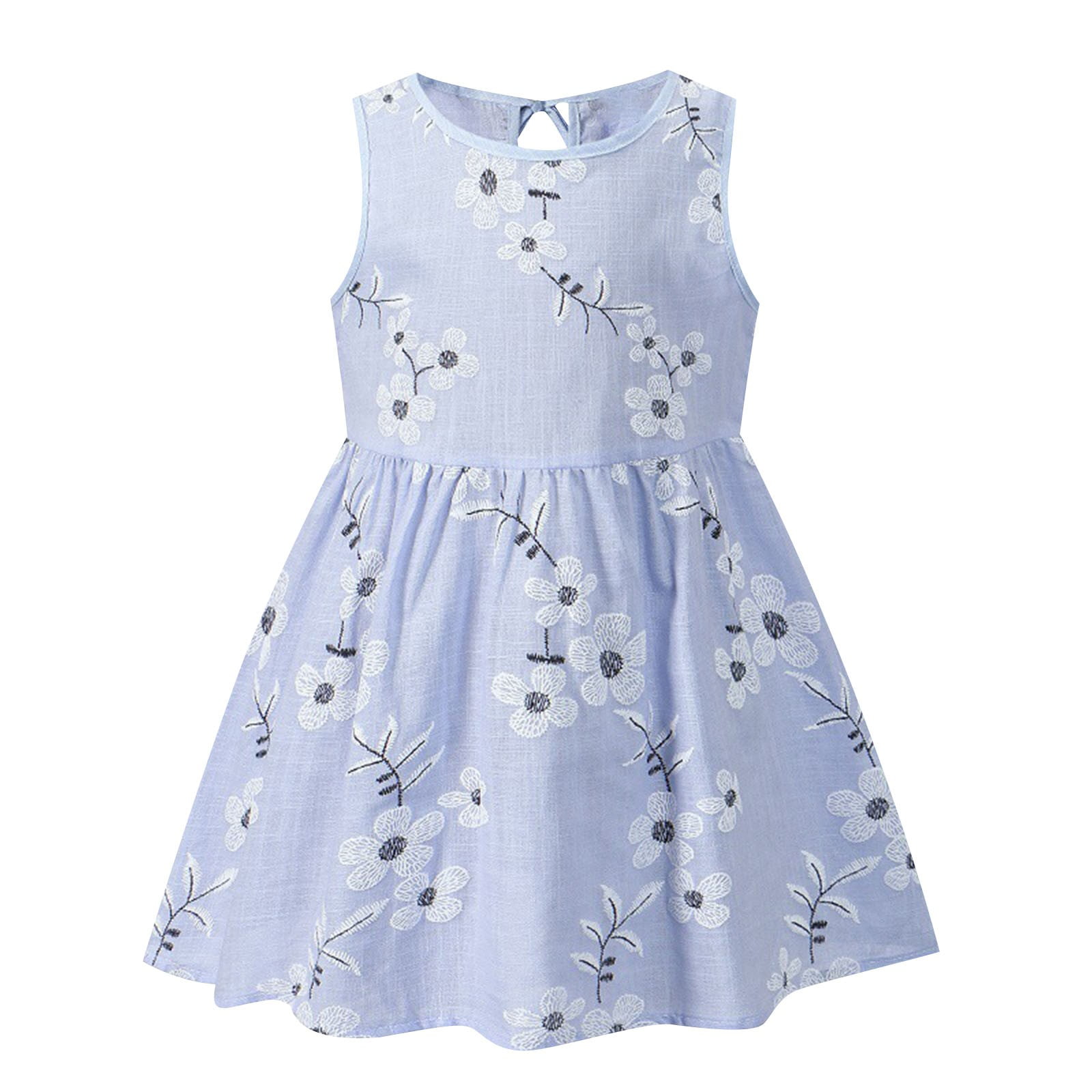 Cethrio Kids Girls Sundresses, Floral Print Sleeveless Cotton Birthday ...