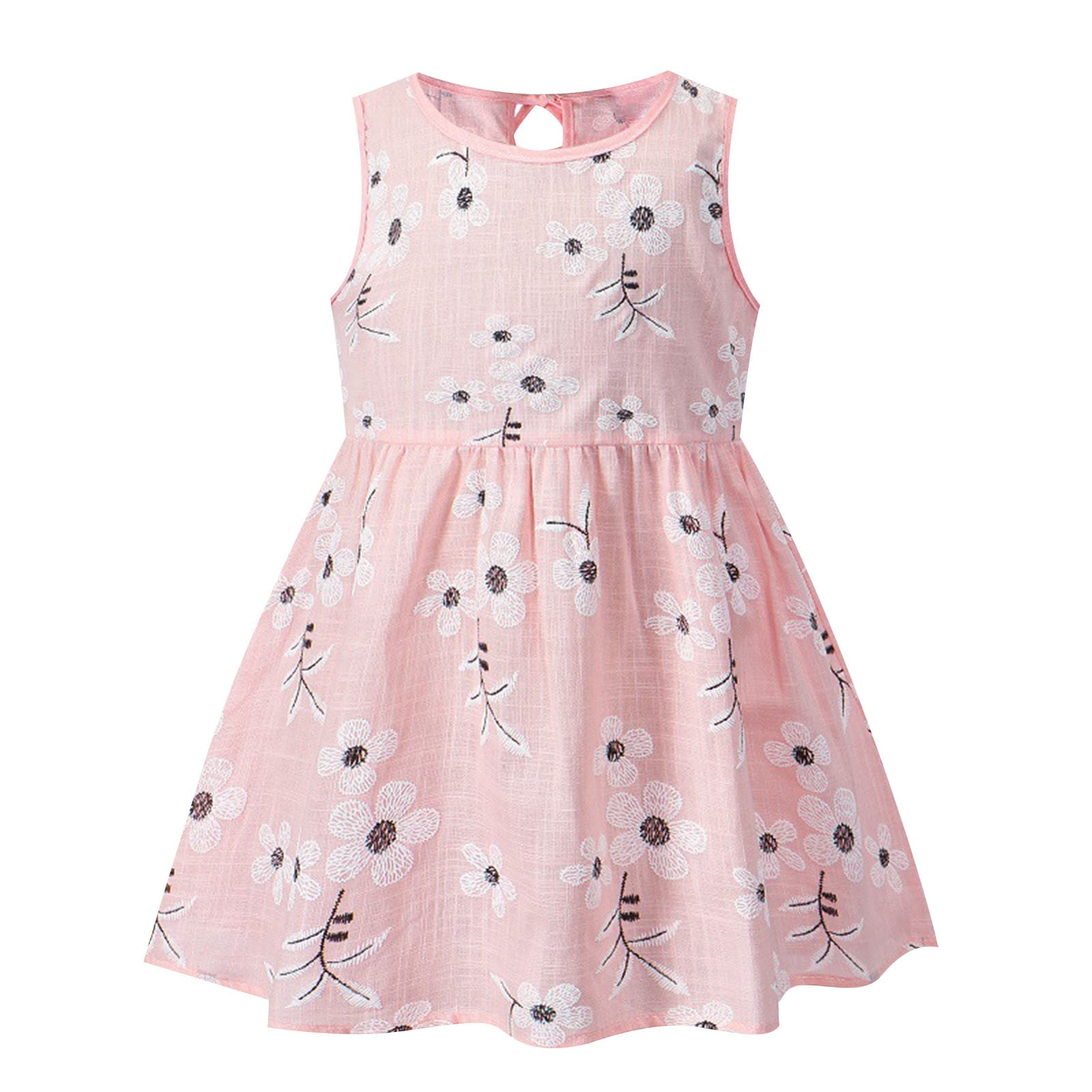 Cethrio Kids Girls Sundresses, Sleeveless Birthday Cotton Floral Print ...