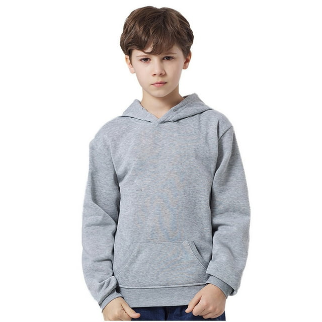 Cethrio Kids Hoodies Boy and Girls Solid with Pockets Pullover Gray ...