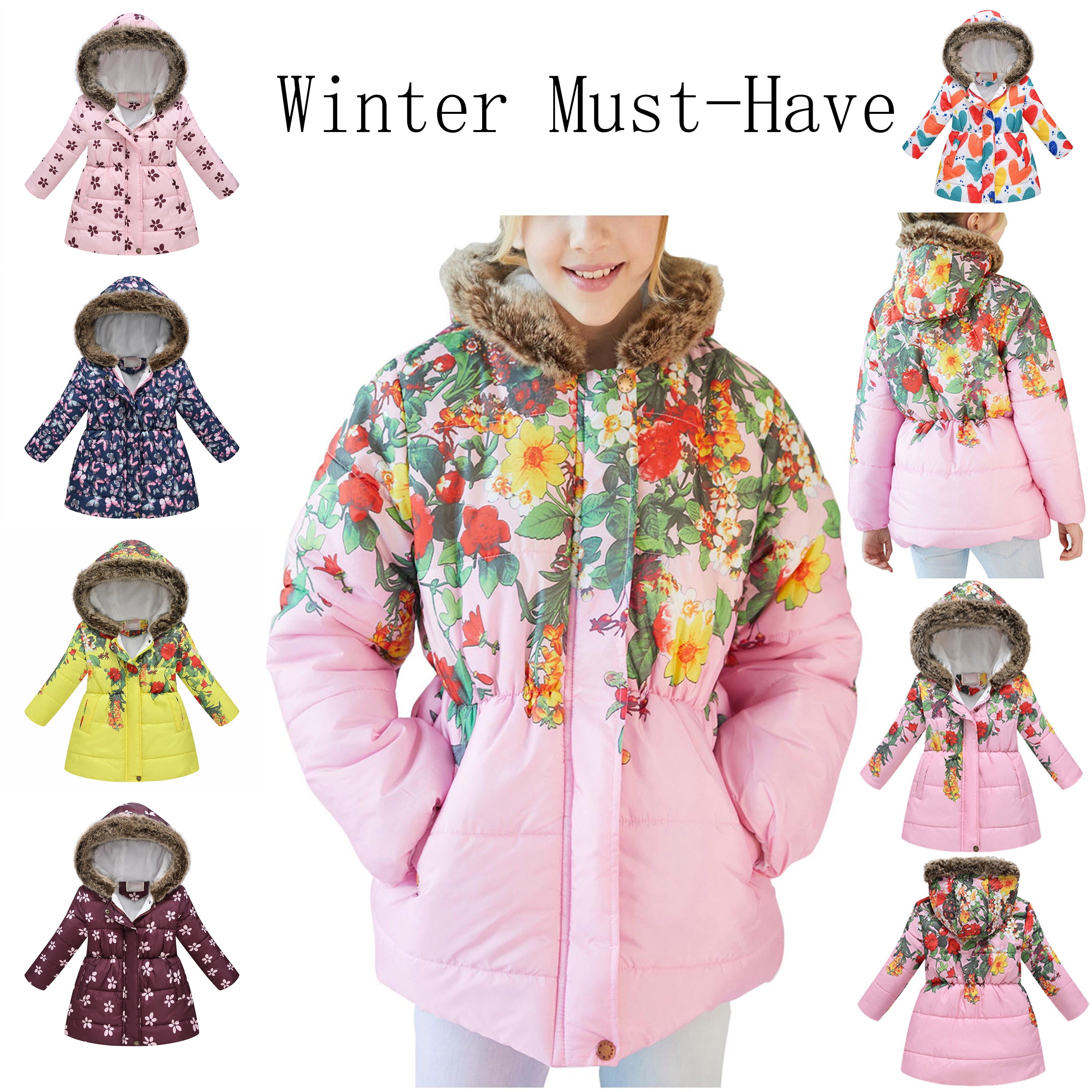 Wavsuf Kids Jackets for Girls for Winter with Hood Multicolor Coats ...