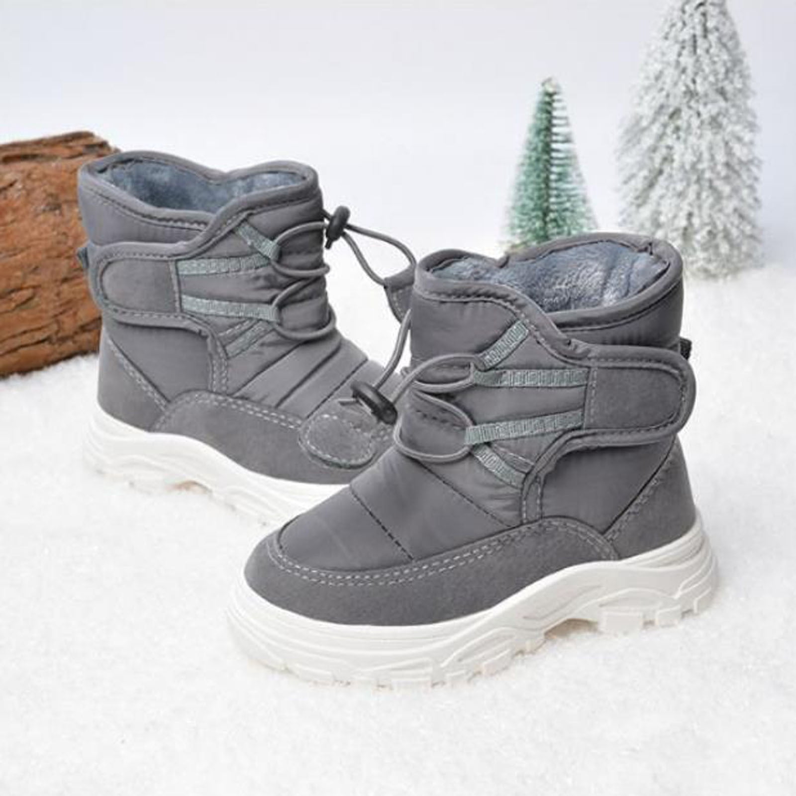 Cethrio Little Boys Snow Boots, Non-slip Warm Mid Calf Outdoor Winter ...