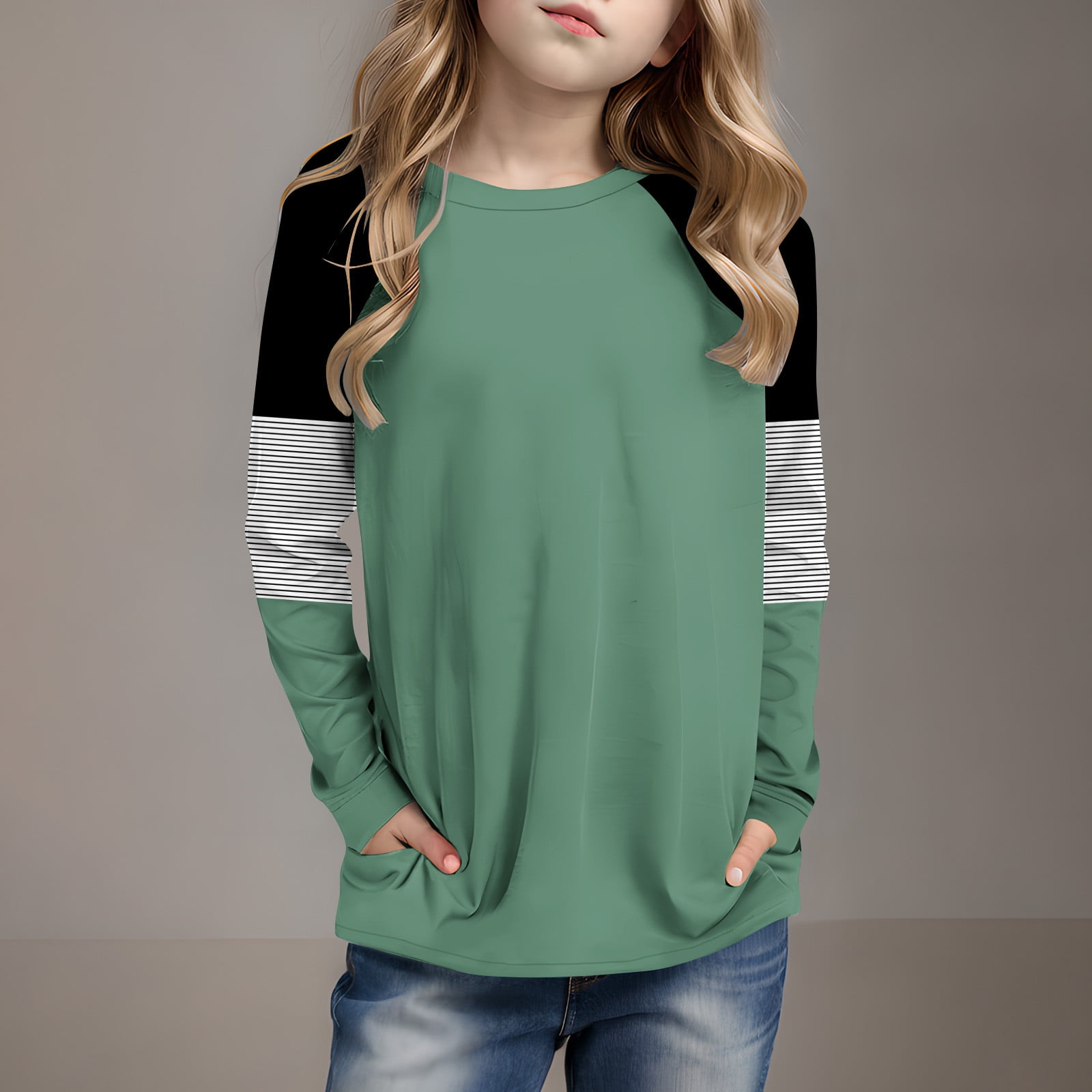 Cethrio Long Sleeve Tops for Girls, Sports Crew Neck Athletic Casual ...