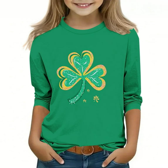 Cethrio St Patrick's Day T-shirts for Girl, Casual Graphic Party Crew ...