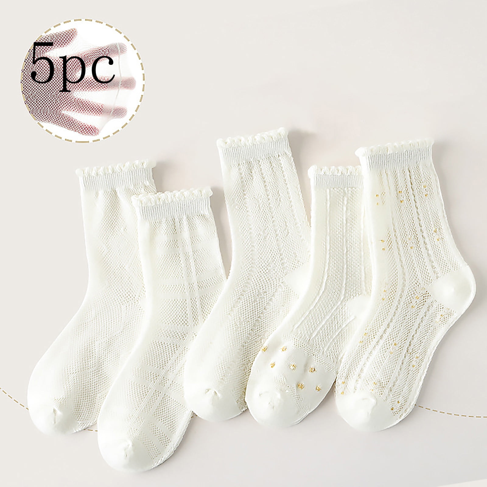 Cethrio Summer Socks for Girls, Breathable 5-Pack Cotton Gifts Ruffled ...