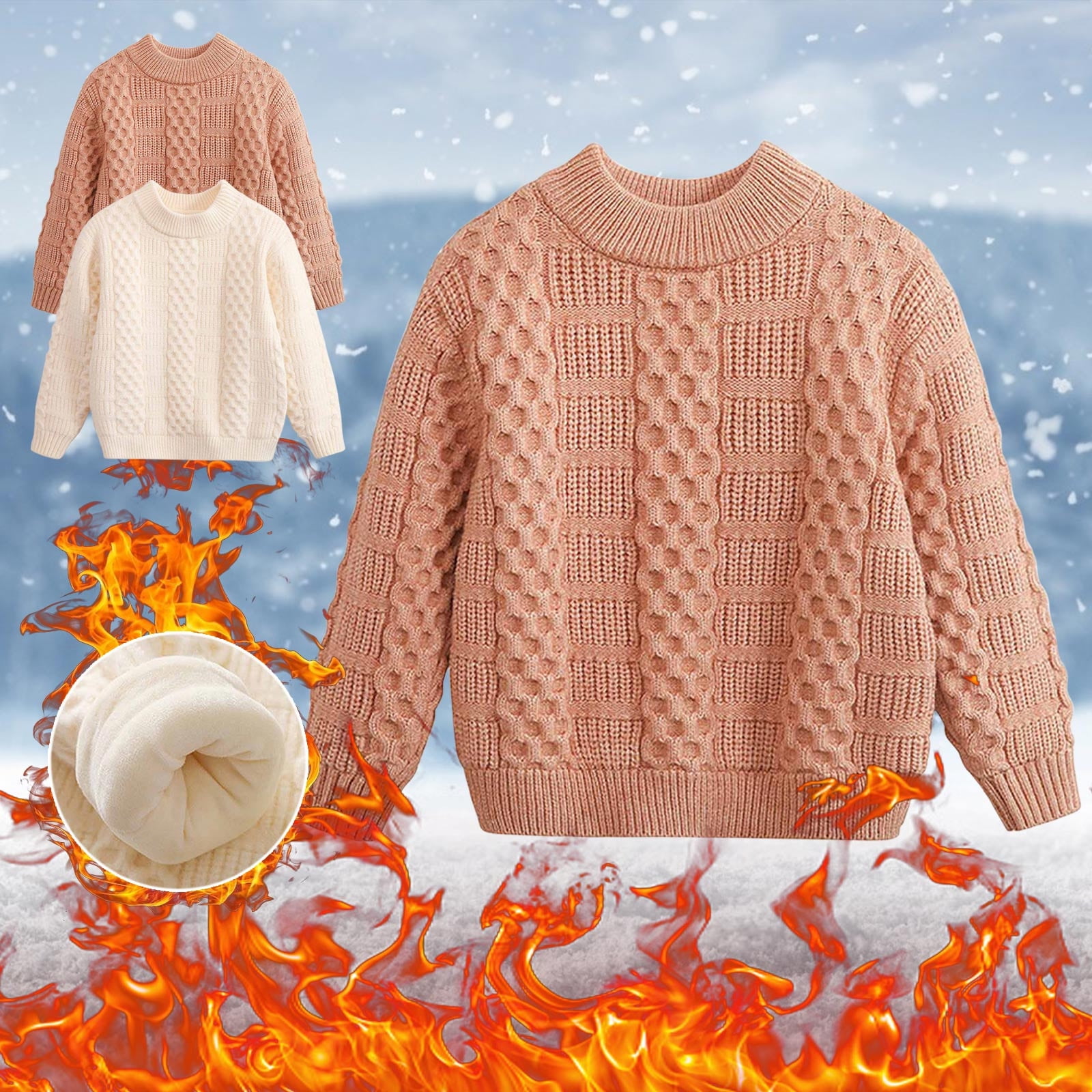 Cethrio Sweaters for Kids Girls Warm Long Sleeve Solid 2025 Christmas ...