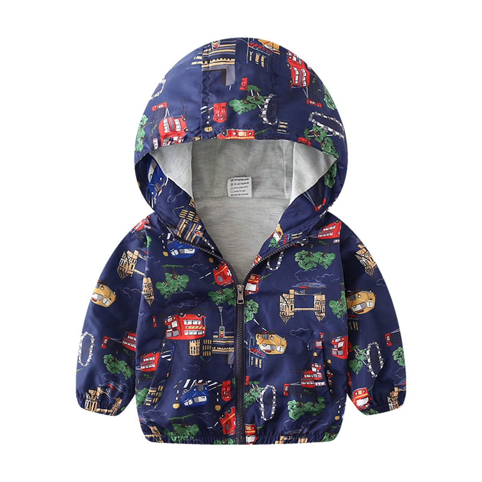 Cethrio Kids Boys Jackets, Long Sleeve Zip up Hooded Printed Kids Coats ...