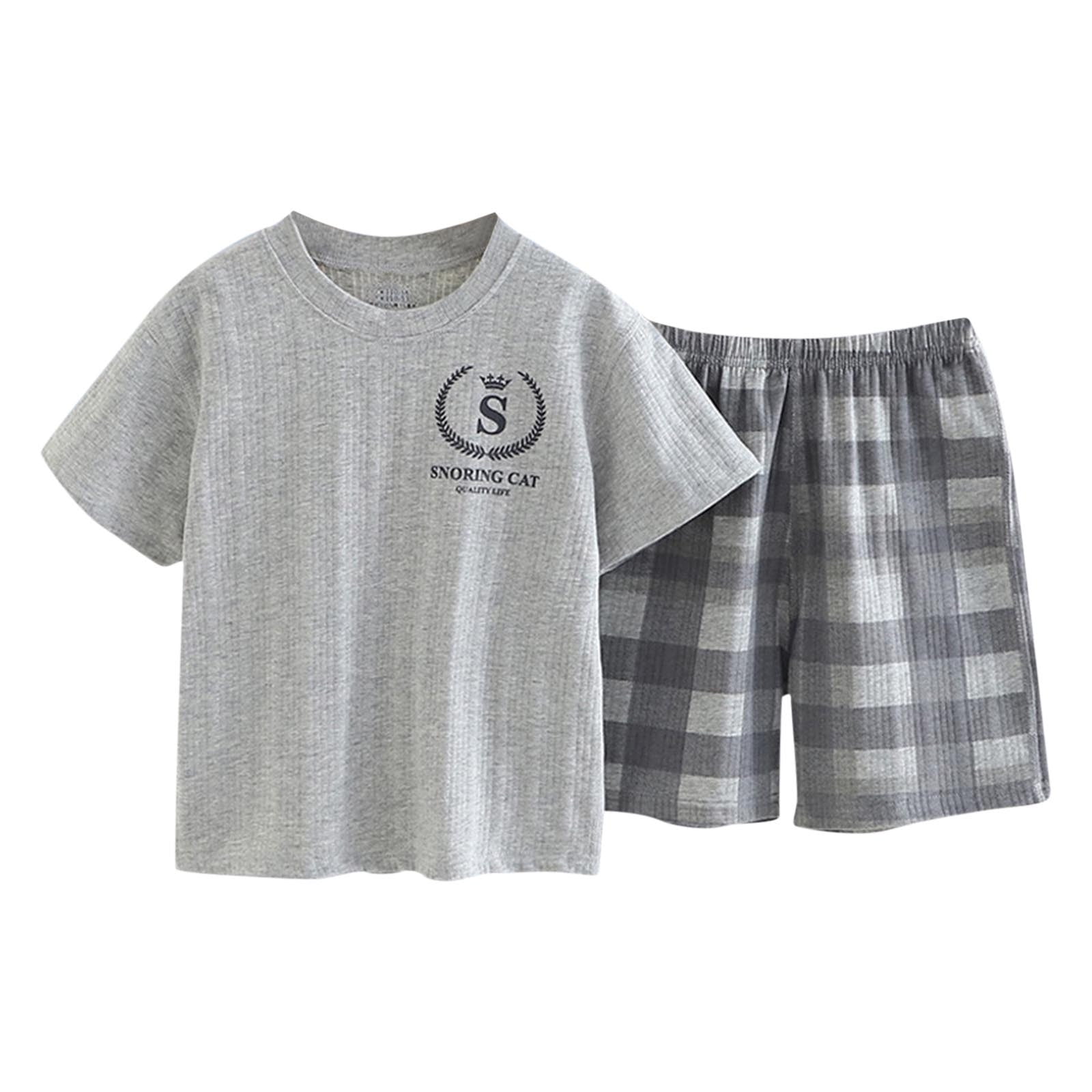 Cethrio Kids Boys Summer Pajama Sets, Short Sleeve Cotton 2-piece ...