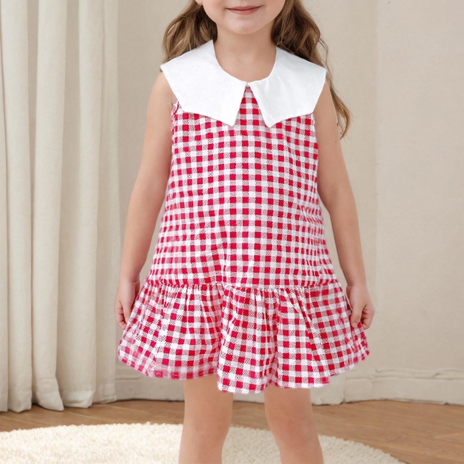 Cethrio Kids Girl's Summer Dresses, Cotton A-Line Casual Princess Girls ...