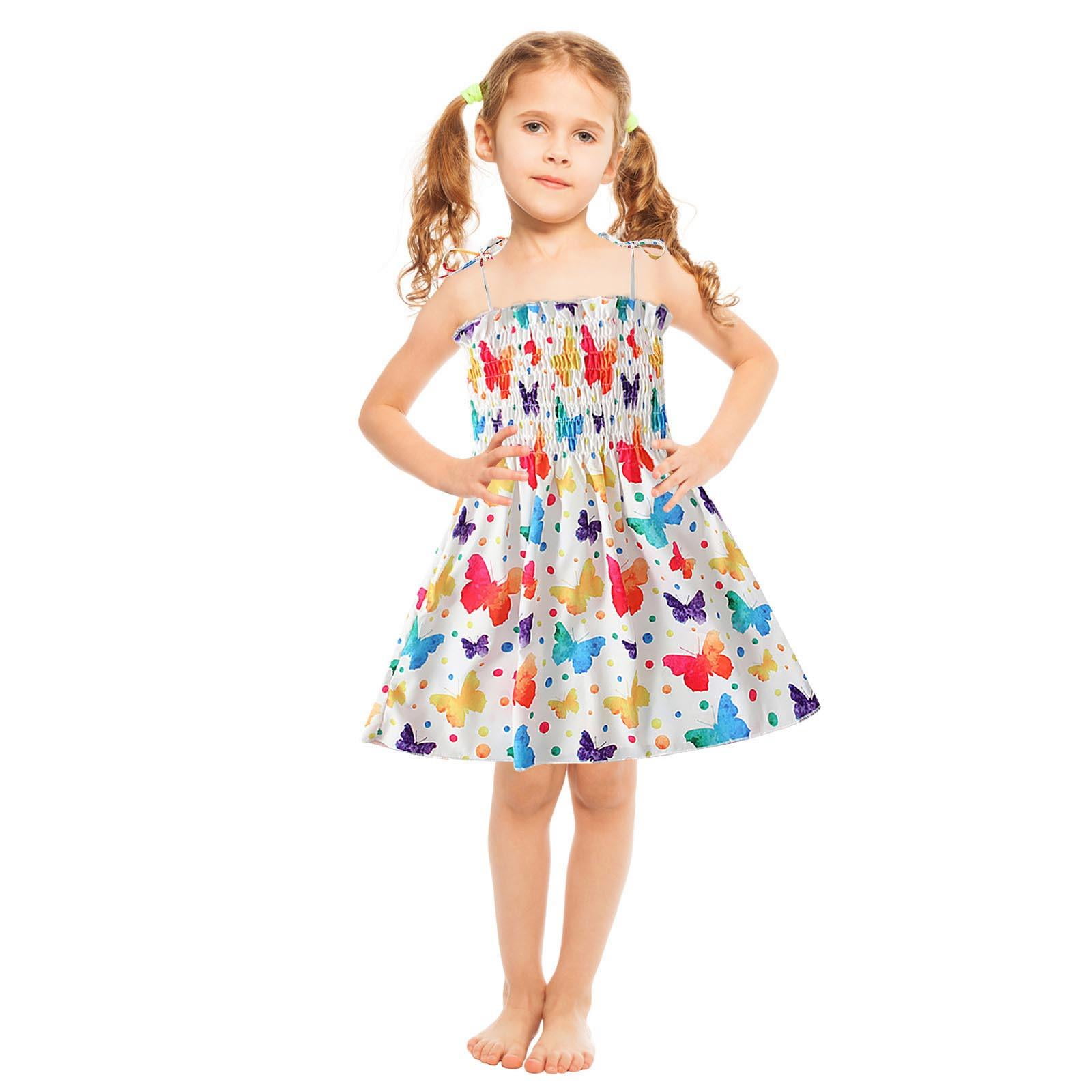 Cethrio Toddler Girls Beach Dresses- Fashion Cotton Casual Sleeveless ...