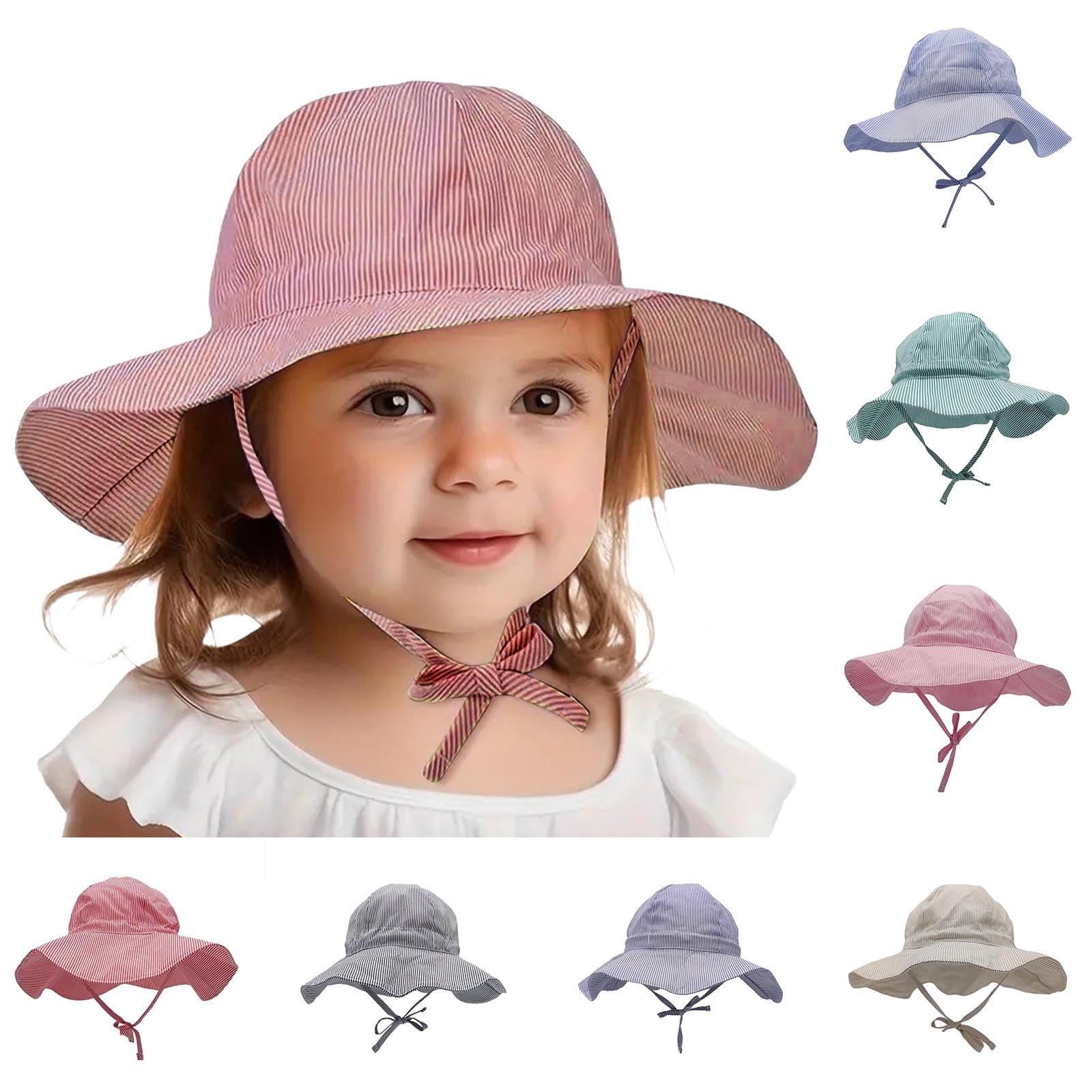 Cethrio Kids Girls Bucket Hats, Outdoor Wide Brim Beach Cotton Sun Hats ...
