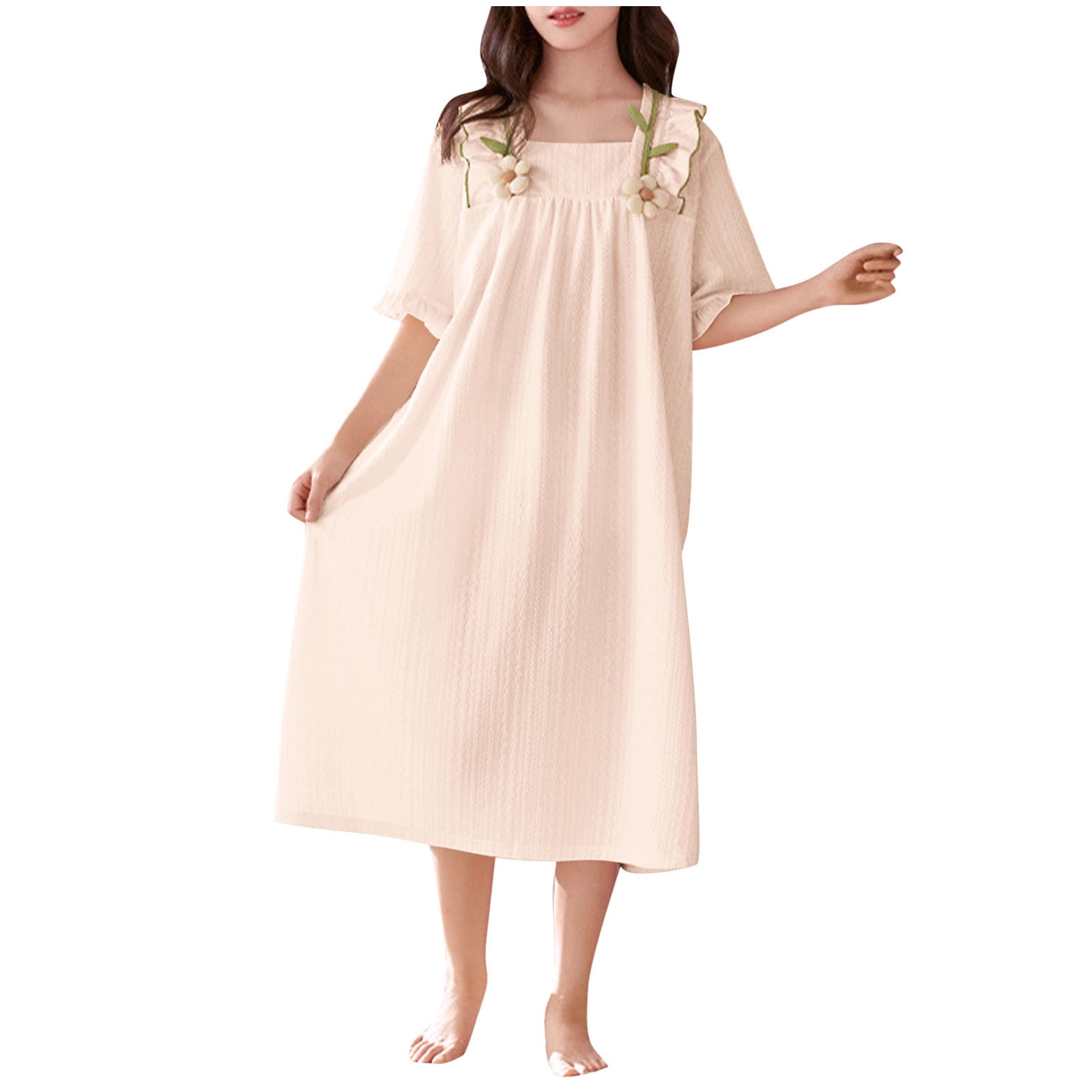 Cethrio Toddler Girls Cotton Nightgowns, Summer Comfy Short Sleeve ...