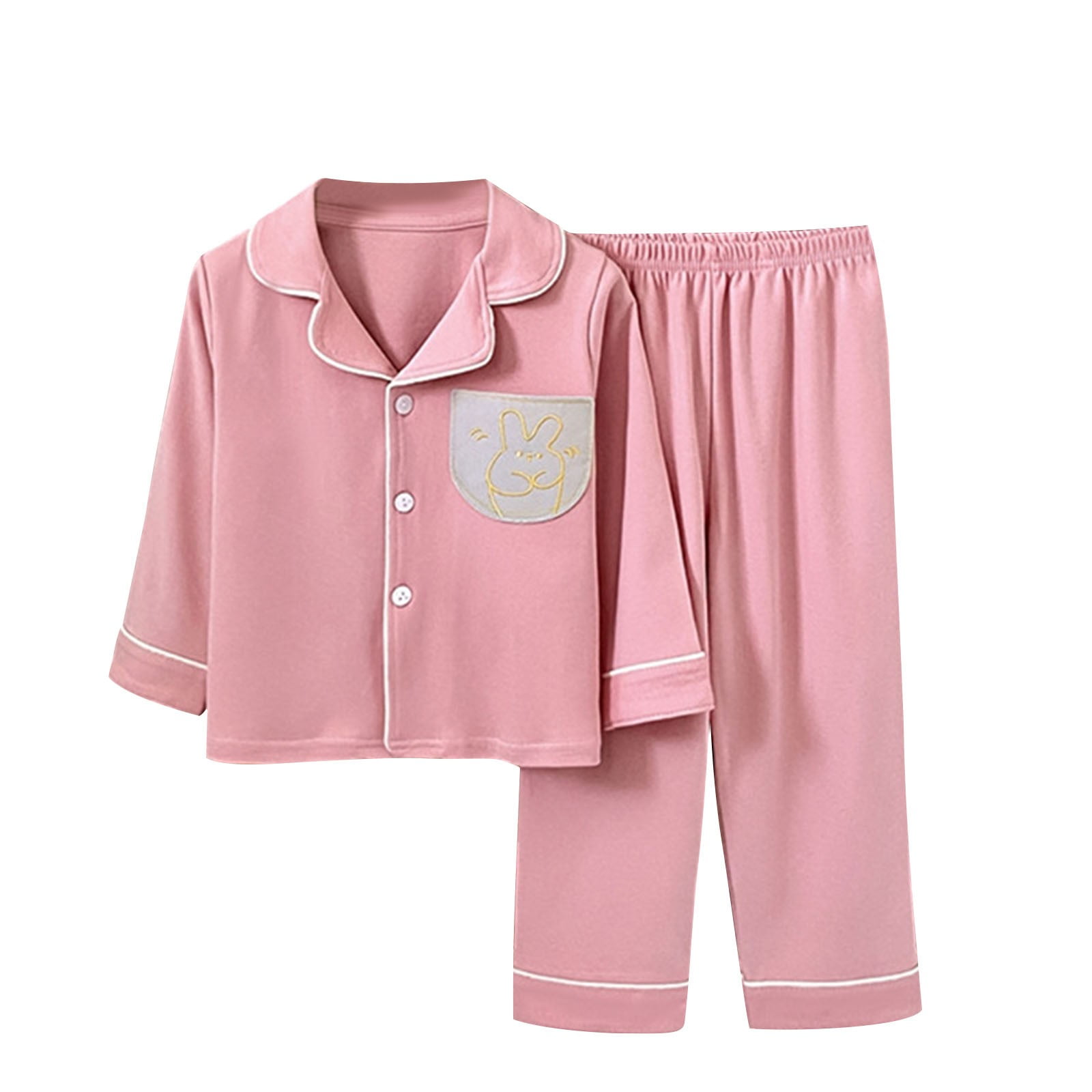 Cethrio Kids Girls Cotton Pajama Sets, Long Sleeve Comfy Soft Collared ...