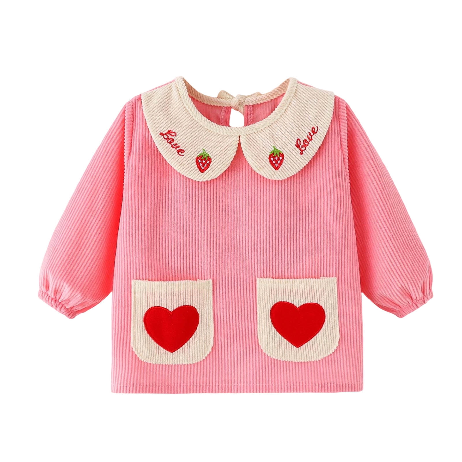 Cethrio Kids Girls Eating Bibs, Cute Cotton Crew Neck Long Sleeve ...