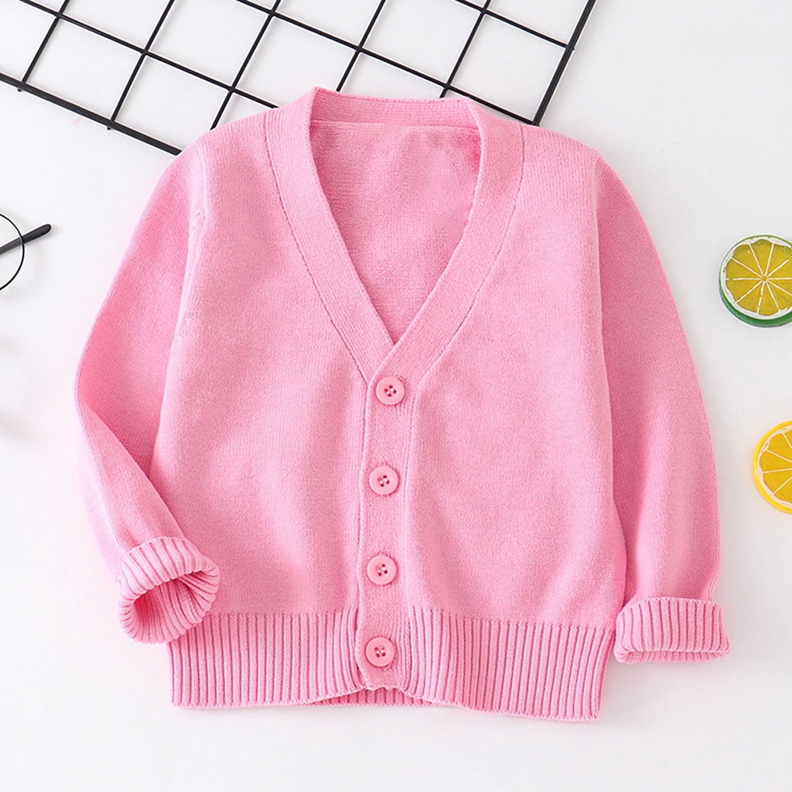 Cethrio Kids Girls Knit Cardigans, Solid Color Long Sleeve Casual ...