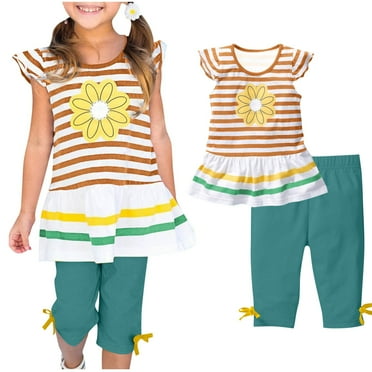 1-4T Toddler Children Baby Girl Sunflower Outfits, Long Sleeve Sweatshirt Tops & Pants Set ...