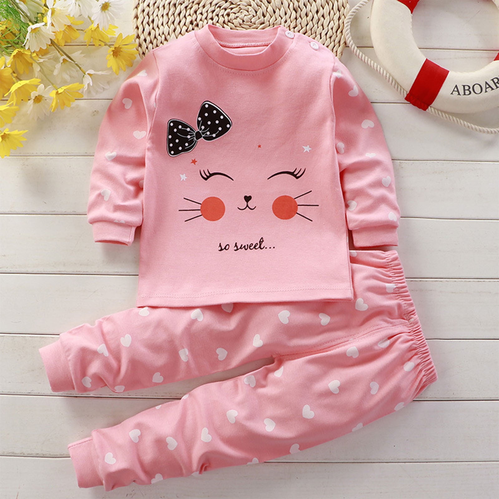 Cethrio Kids Girls Pajama Sets, 2 Piece Long Sleeve Cotton Kids ...