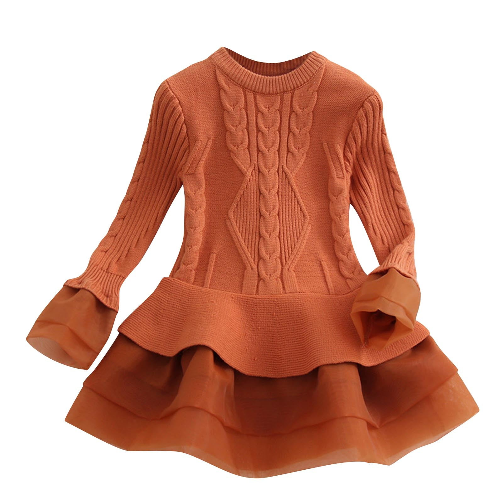 Cethrio Toddler Girls Sweater Dresses, Long Sleeve Knit Solid Color ...
