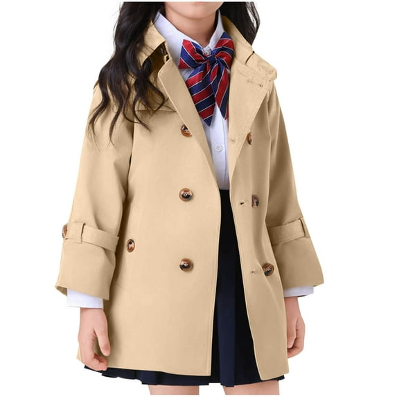 Cethrio Toddler Girls Trench Coats, Casual Lapel Collar Cotton Long ...