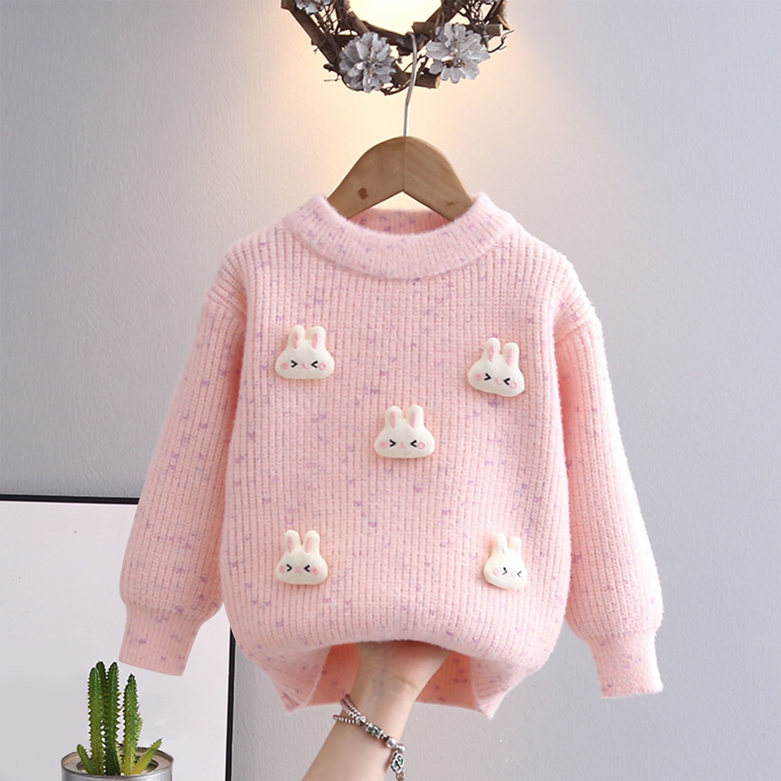 Cethrio Toddler Girls Winter Sweaters, Crew Neck Warm Soft Knit Cotton ...