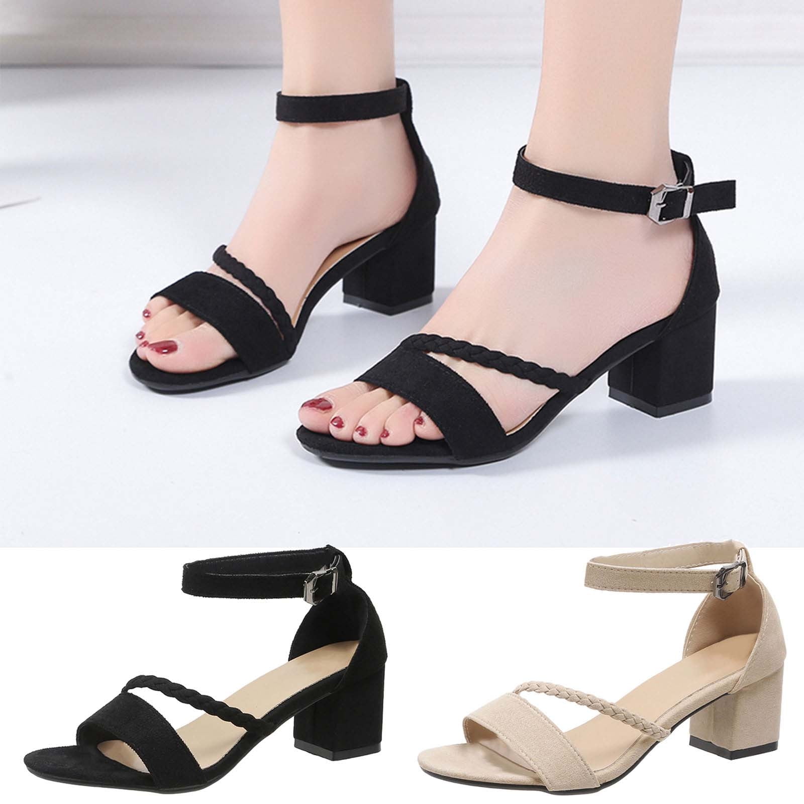 Cethrio Women's City Heel Sandals- Heel Band Fish Mouth Heel Buckle ...