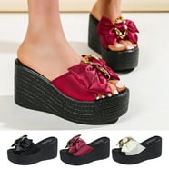 symoid Women's Footbed Thong Sandals- Wide Width Band Footbed Platform ...