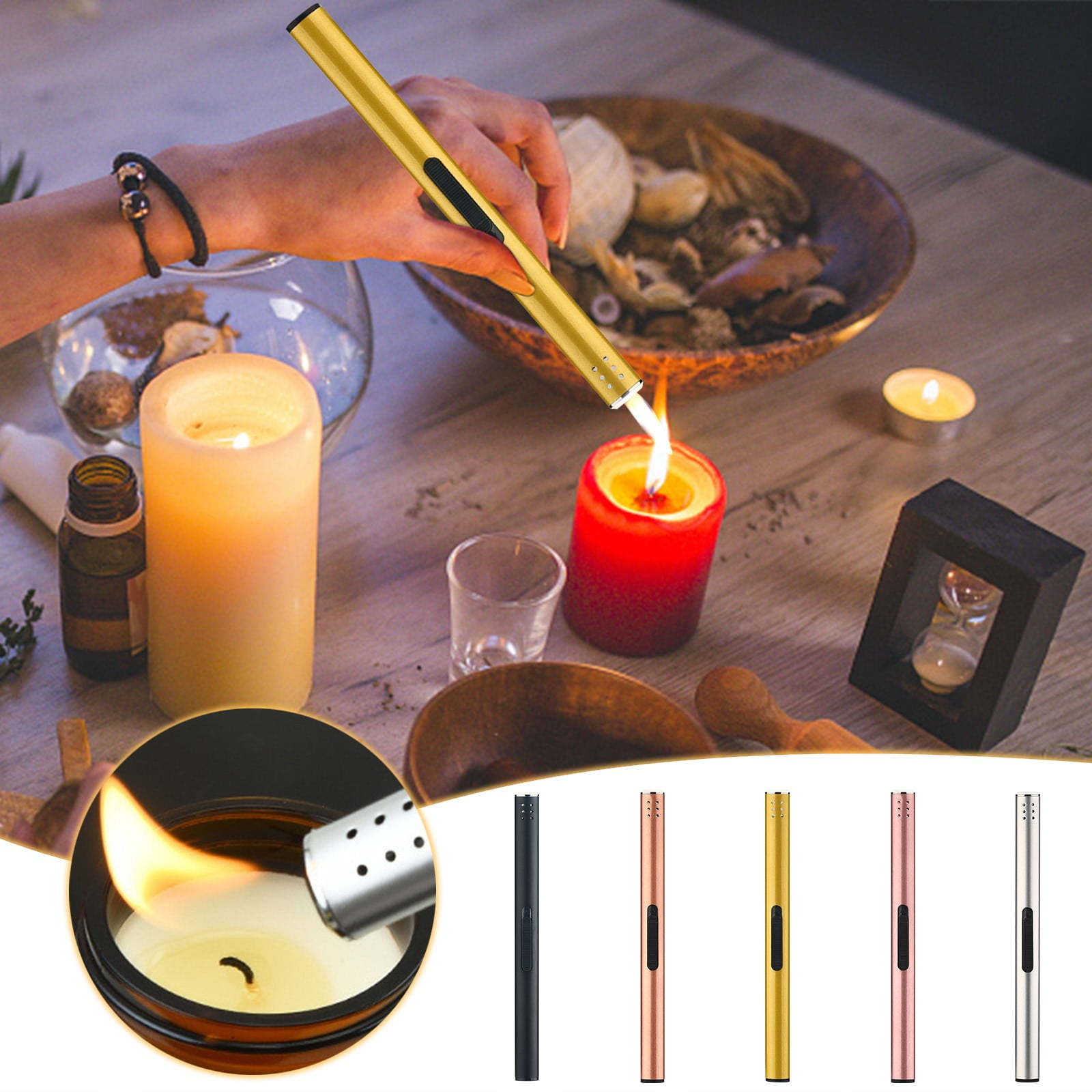 Cetilox 17.6cm Refillable Gas Lighter - Soft Flame Rod for Candles ...