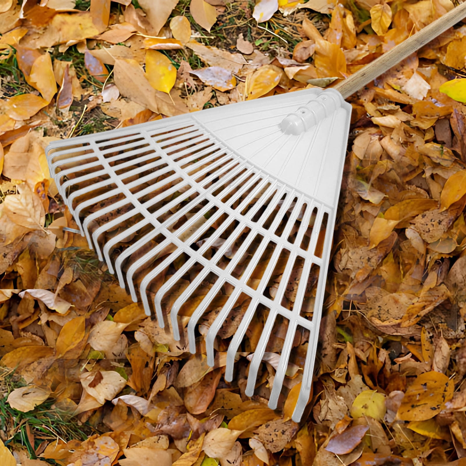 Cetilox 21-Tooth Rubber Garden Rake for Leaves & Straw, Reinforced ...