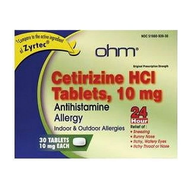Cetirizine Hci Antihistamine 10 mg 30 Tabs HSA/FSA Eligible - Walmart.com