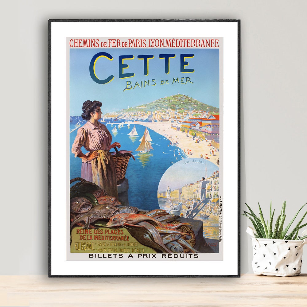 Cette Bains De Mer France Vintage Travel Poster Gift Idea Art Home ...