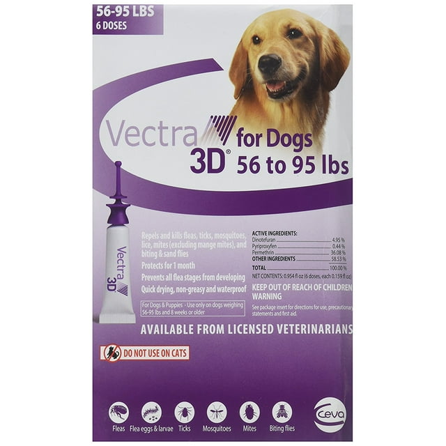 Ceva VECTRA 3D Large Dog 55lbs to 95lbs (6- Pack) Vectra 3D, Model ...