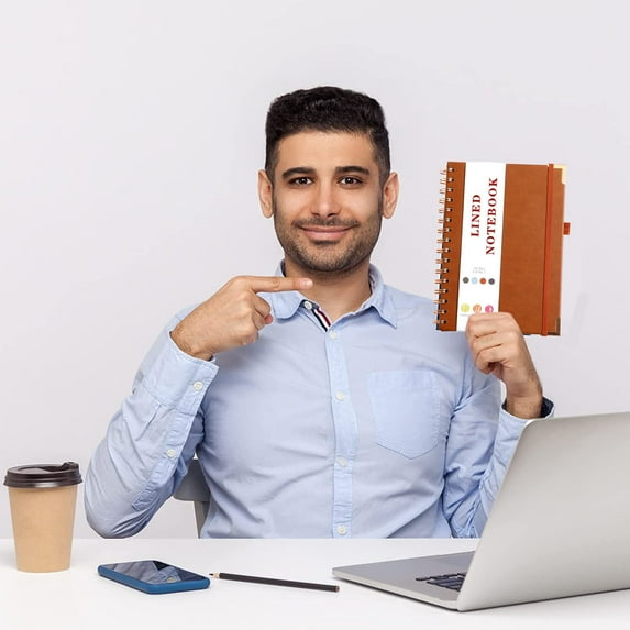 Cevemin 1 Pc A5 Leather Coil Horizontal Line Notebook - Loose-leaf ...